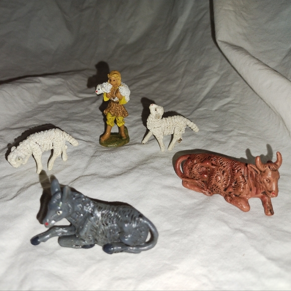 Unbranded | Holiday | Vintage Plastic Christmas Shepherd Boy 2 Lambs ...